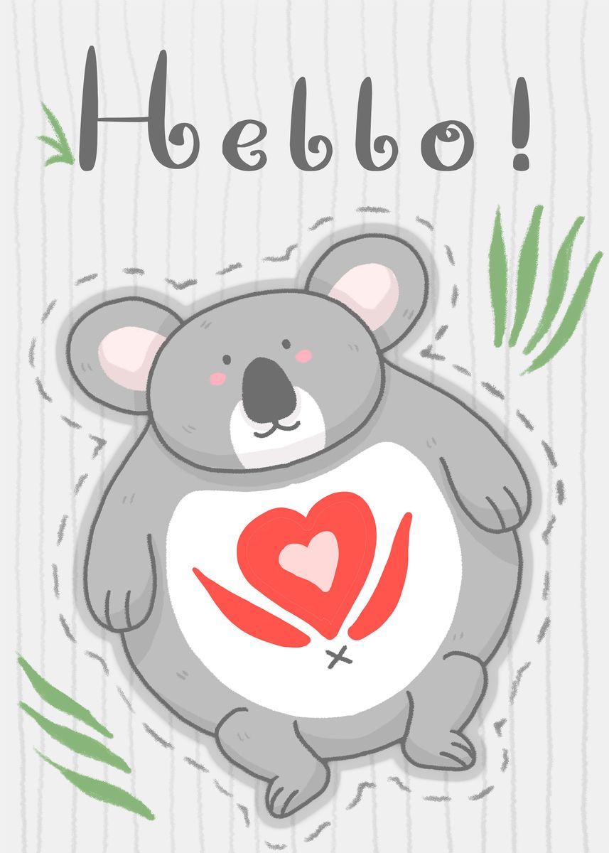 'Cute Koala ' Poster, picture, metal print, paint by Fateh Lahlah ...