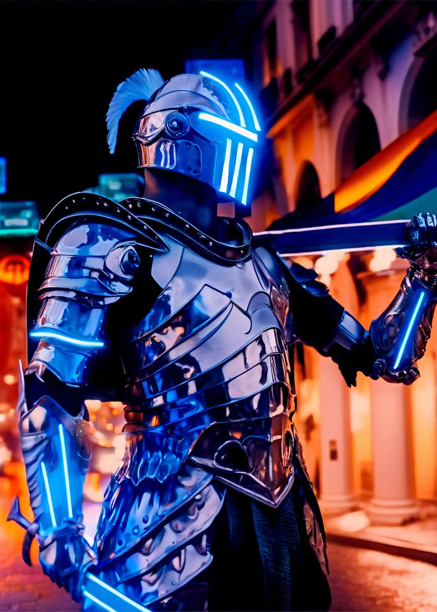 'Cyberpunk Knight' Poster, picture, metal print, paint by Hita Ando ...