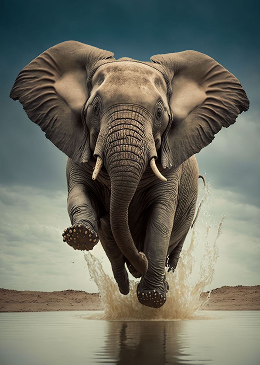 'Elephant flying ' Poster, picture, metal print, paint by Rida Santos ...