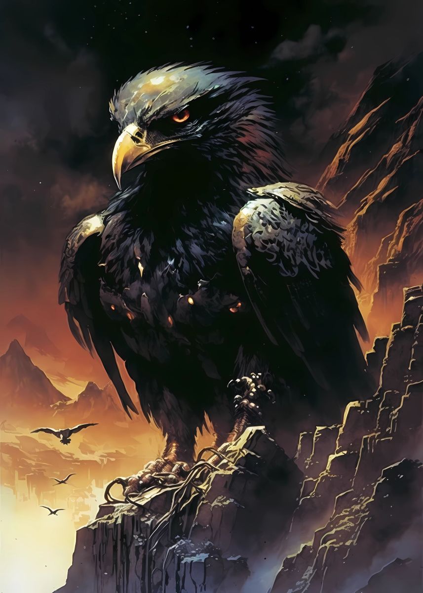 'Eagle Fable' Poster, picture, metal print, paint by Leah Decor | Displate