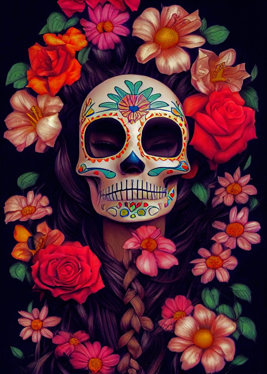 '21 Sugar Scull' Poster, picture, metal print, paint by Ralph ...