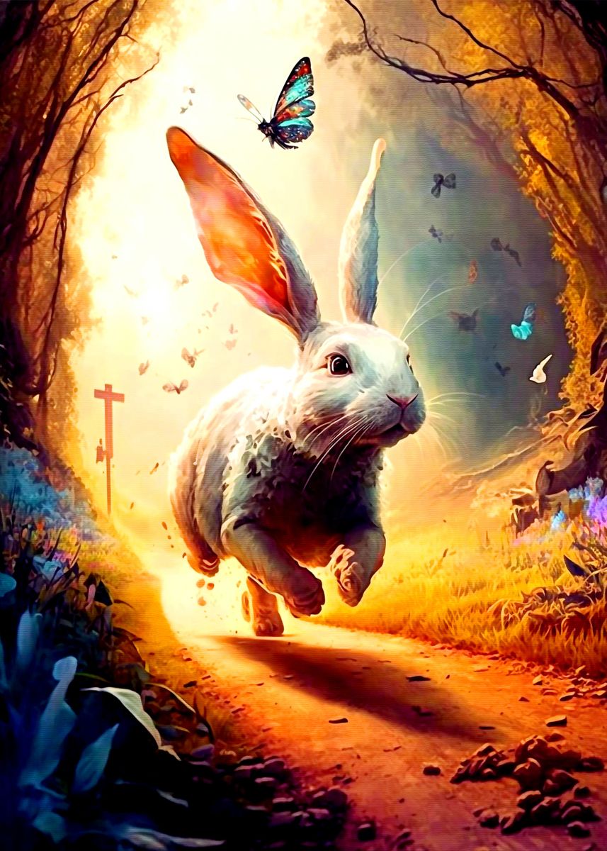 'Rabbit' Poster, picture, metal print, paint by minh doan | Displate