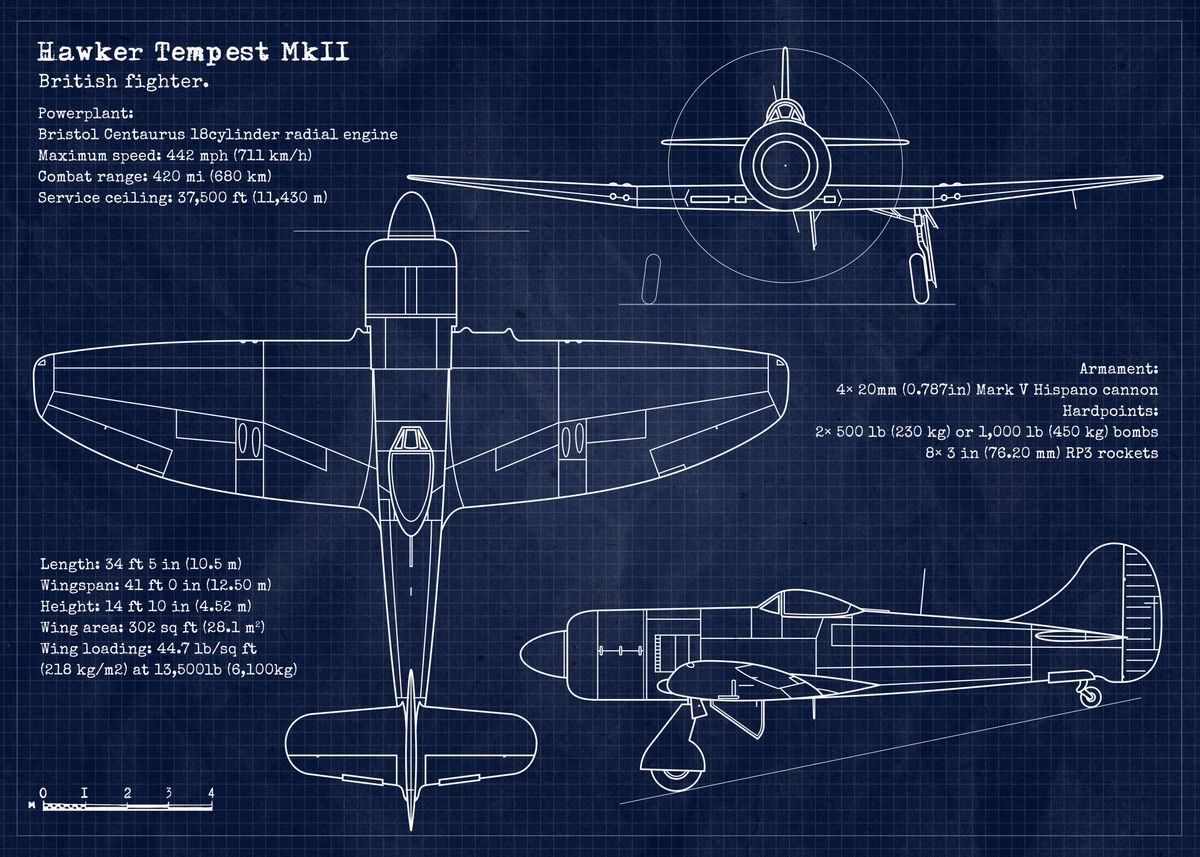 'Hawker Tempest MkII RAF' Poster by AirCraft Lover | Displate