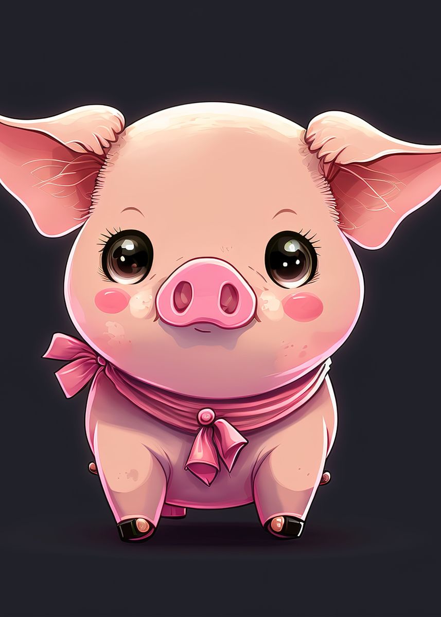 'cute pink pig' Poster, picture, metal print, paint by Daniaal Odonnell ...