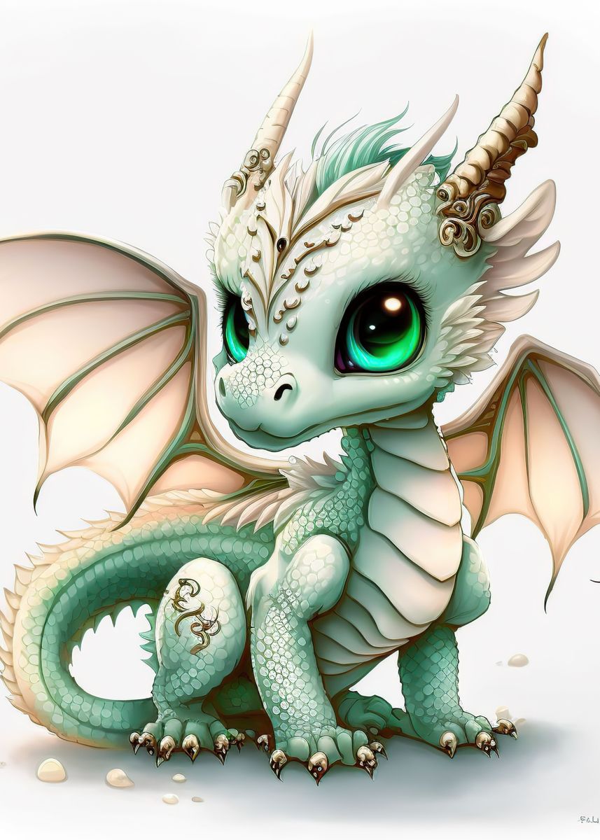 'Baby Dragon' Poster, picture, metal print, paint by Elly Rodgers ...