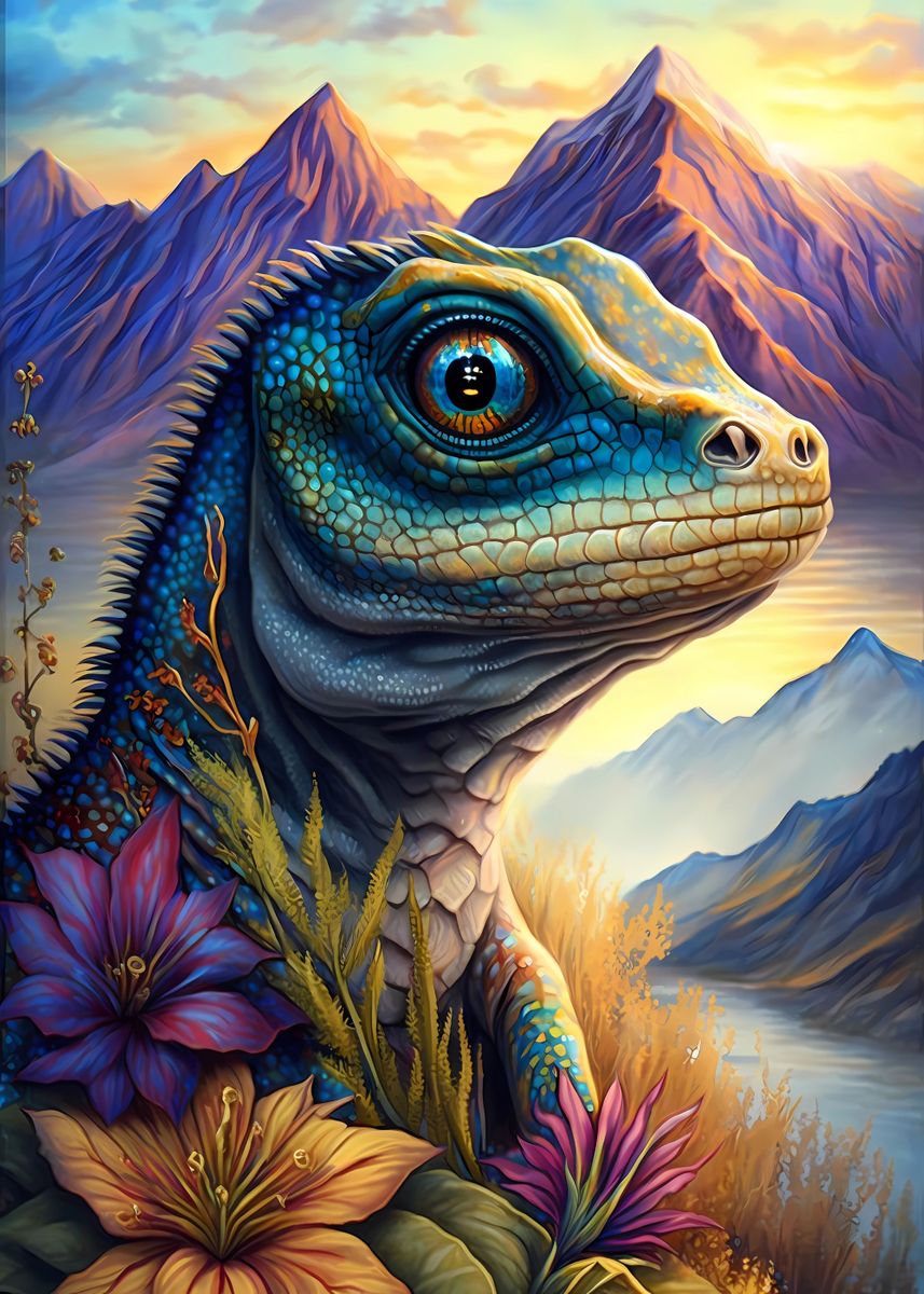 'Lizard Wonder' Poster, picture, metal print, paint by Mollieu World | Displate