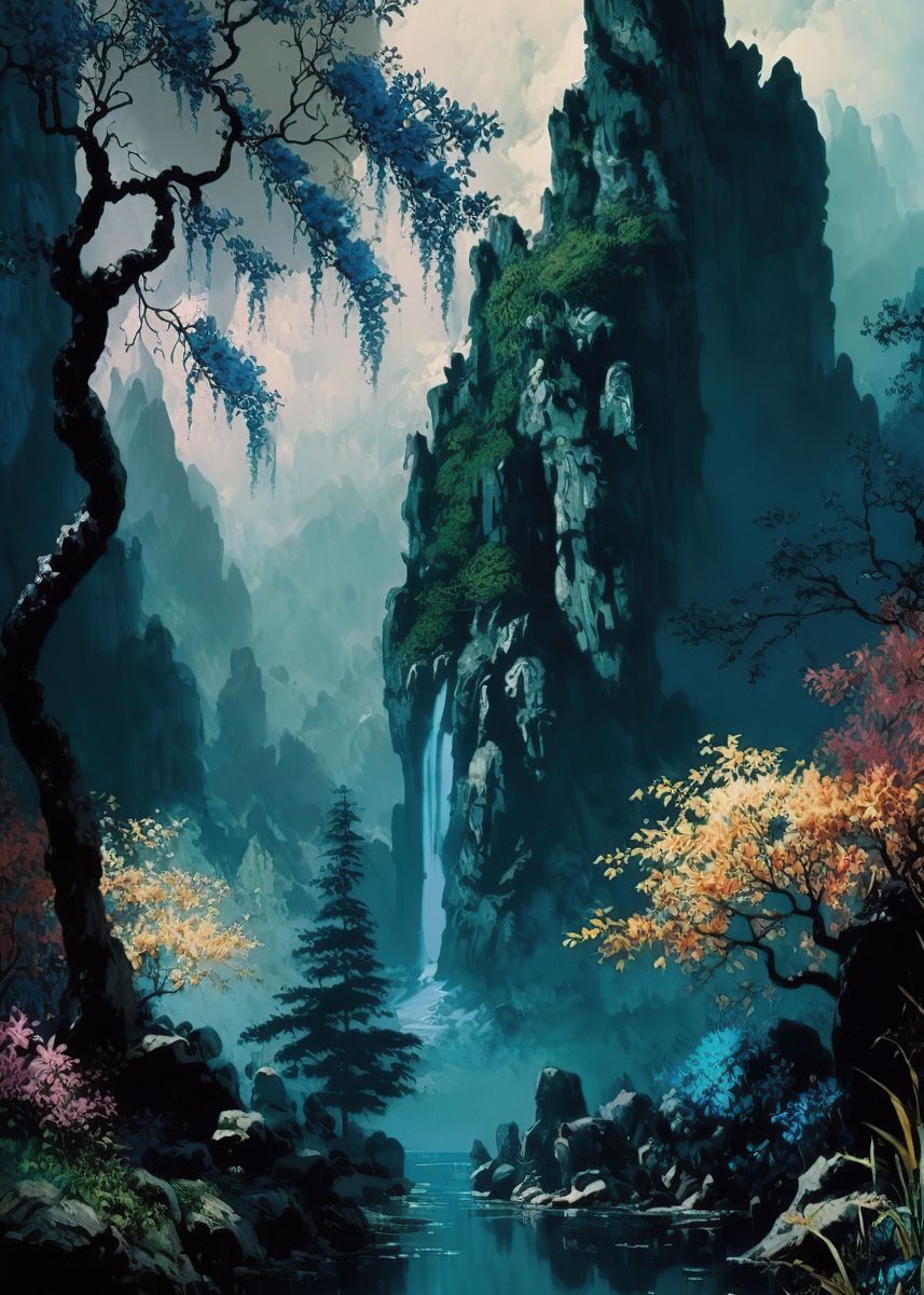'Japanese landscape' Poster, picture, metal print, paint by Desiree ...