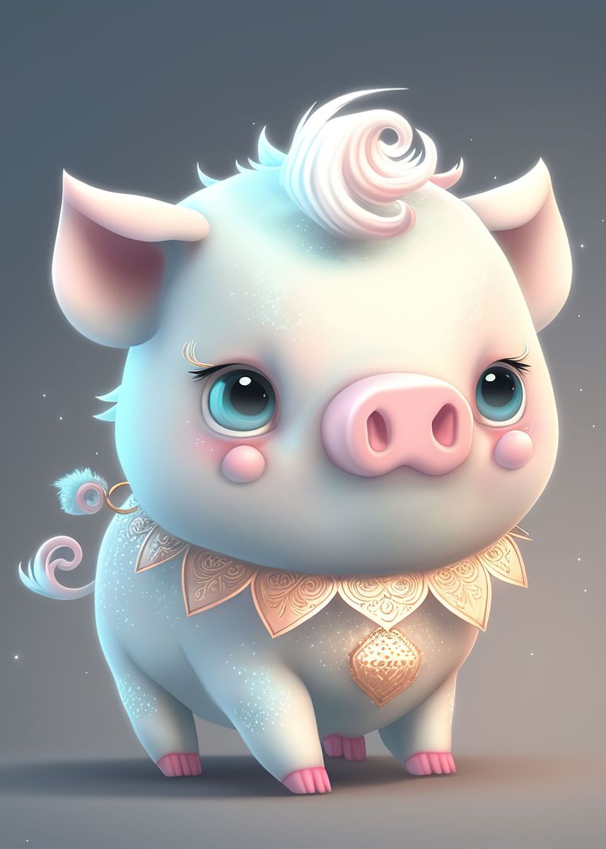 'cute pink pig' Poster, picture, metal print, paint by Daniaal Odonnell ...