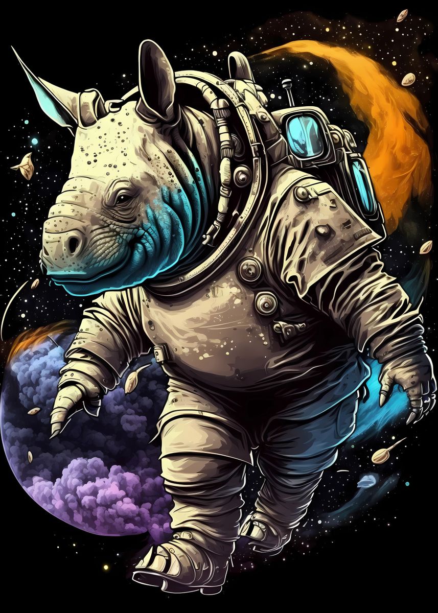 'Rhino Mythology' Poster, picture, metal print, paint by Leah Decor ...