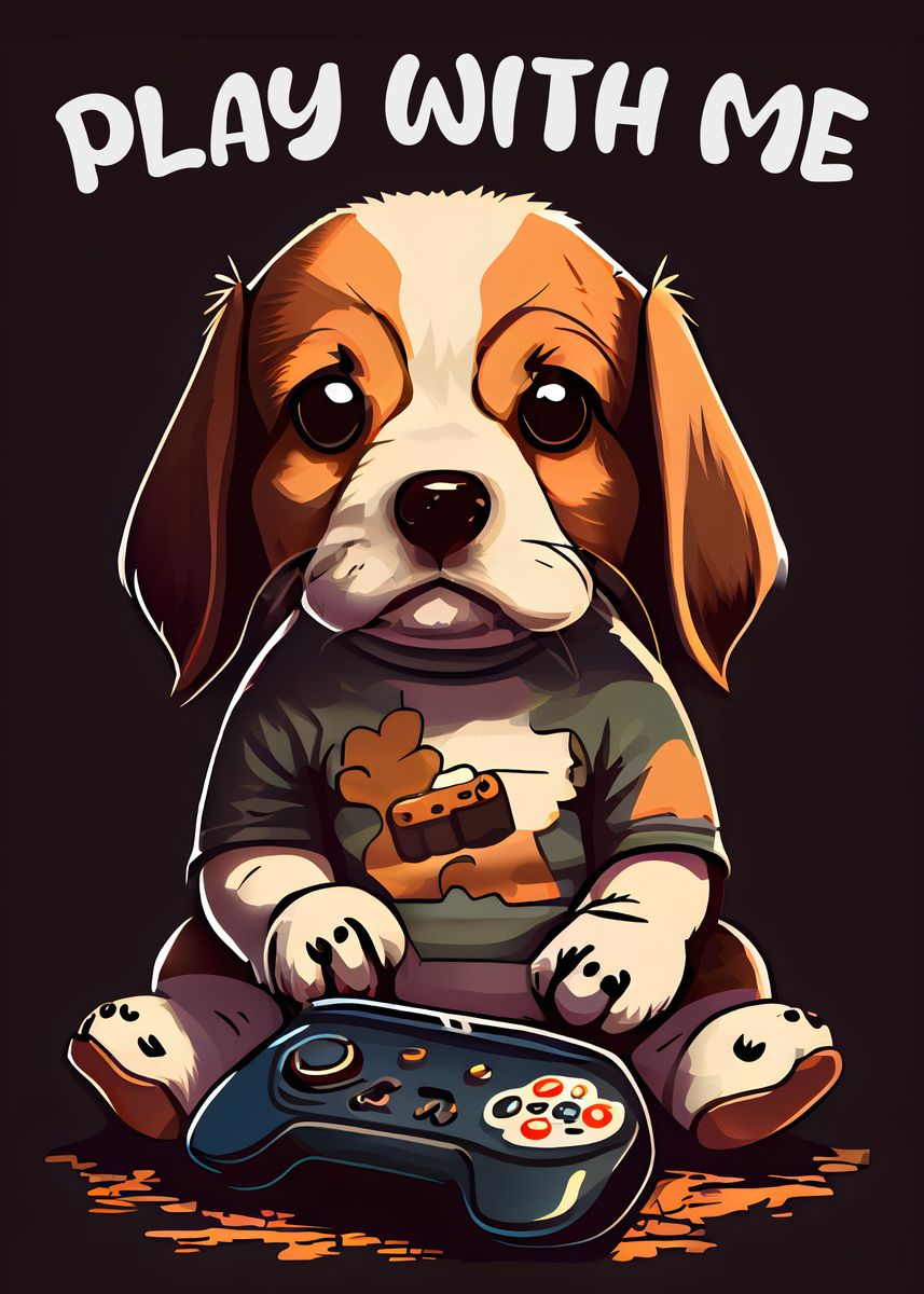 'Gamer Dog' Poster, picture, metal print, paint by GoodLifeImages ...