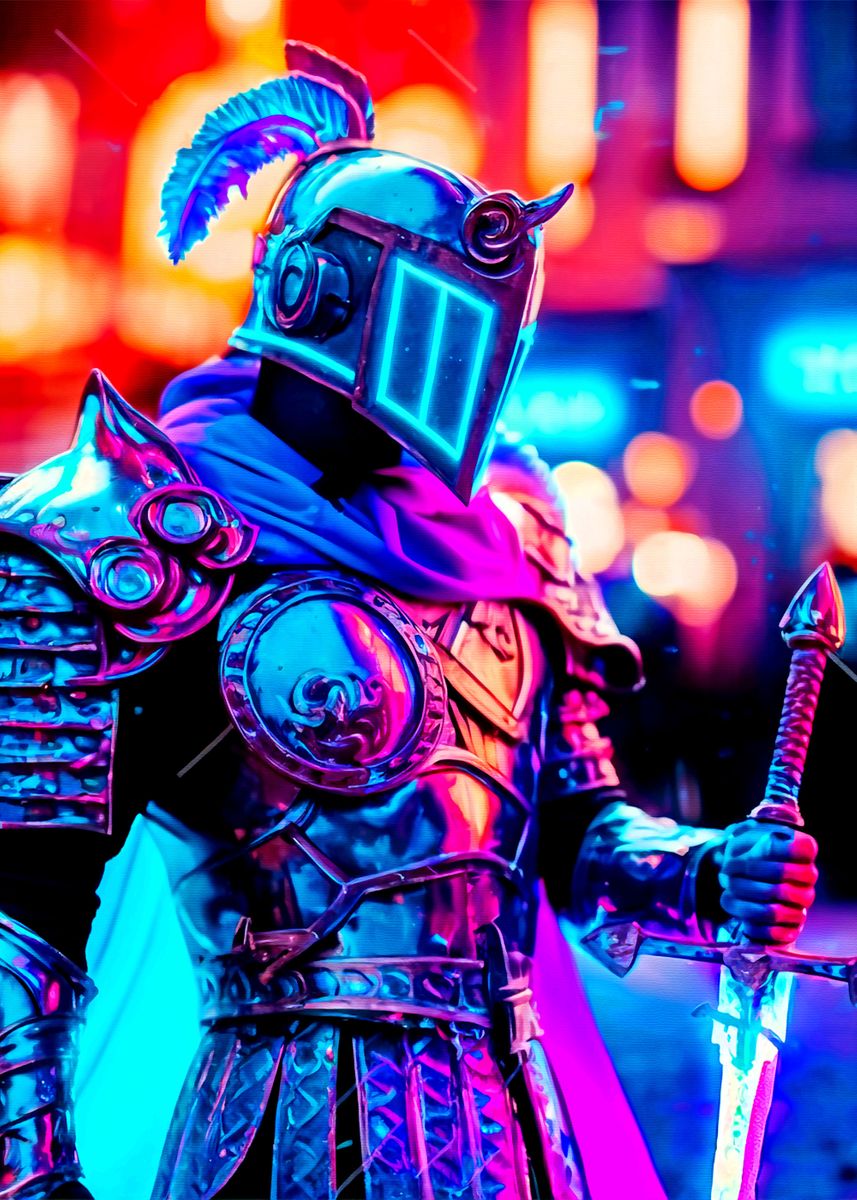 'Cyberpunk Knight' Poster, picture, metal print, paint by Hita Ando ...