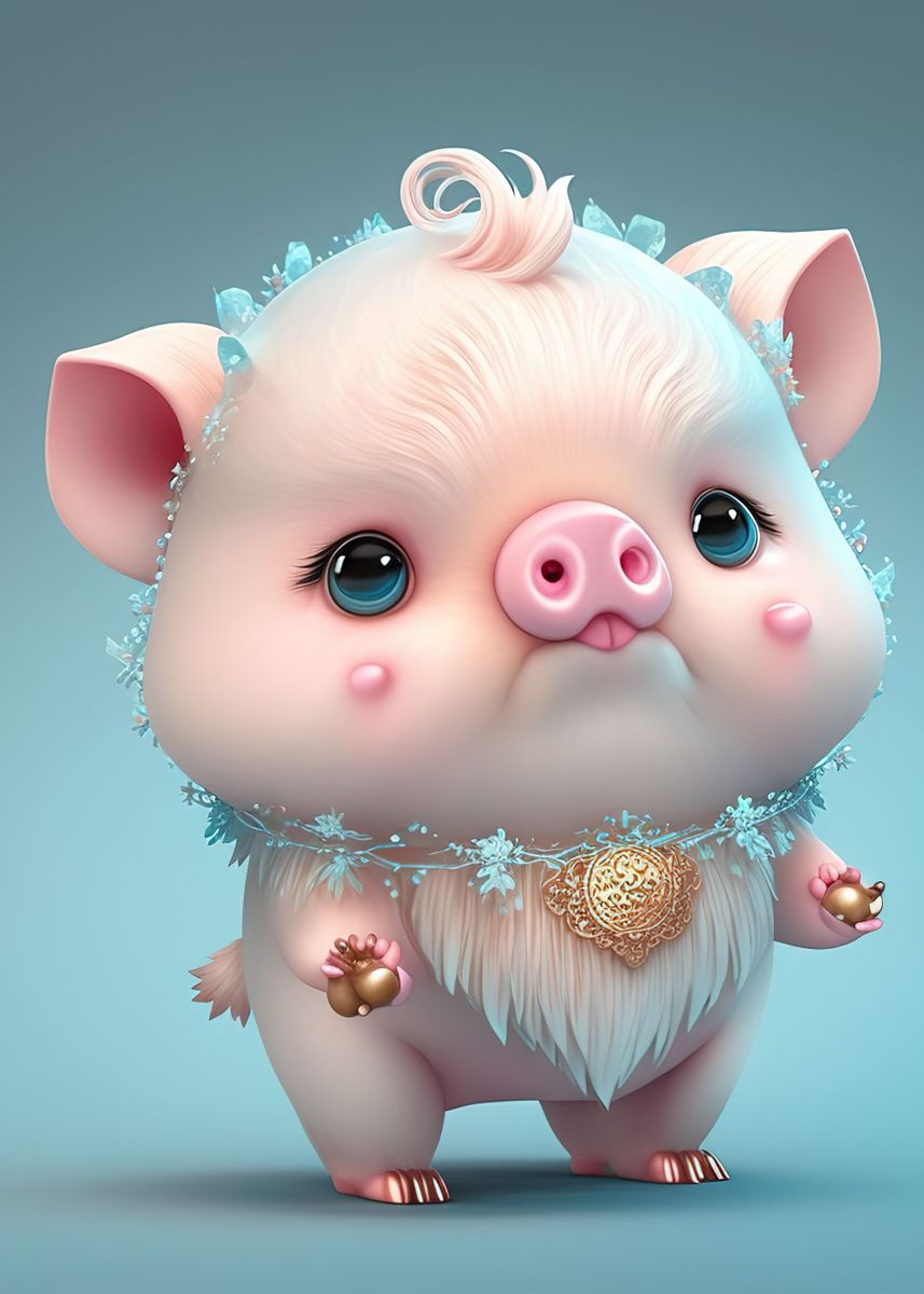 'cute pink pig' Poster, picture, metal print, paint by Daniaal Odonnell ...