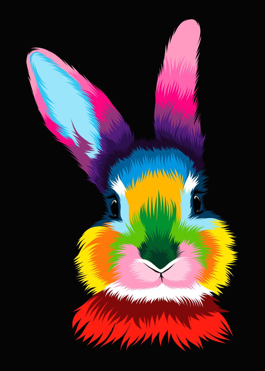 'Rabbit head portrait' Poster, picture, metal print, paint by Le Duc ...