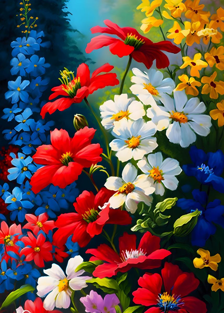 'Colorful Flowers Painting' Poster by Jamestar | Displate