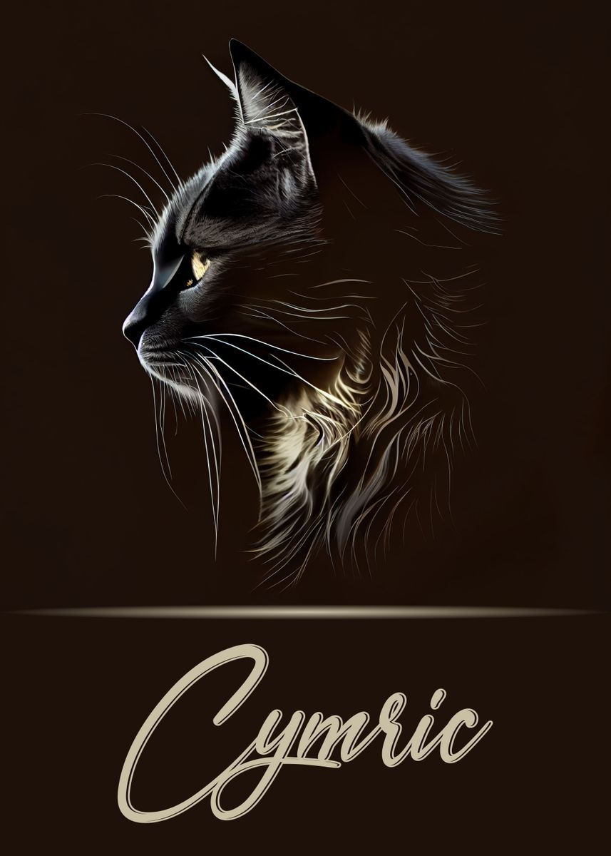 'Cymric Portrait' Poster, picture, metal print, paint by Artistic ...