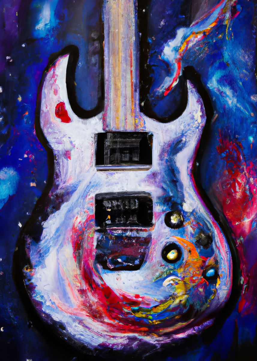 'Guitar Oil Painting' Poster by Freddie | Displate