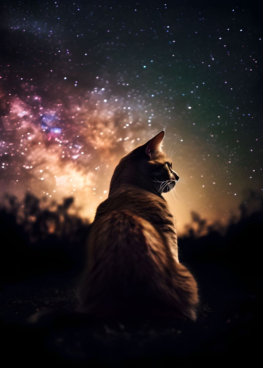 'Cat Galaxy Nature Animal' Poster, picture, metal print, paint by Art ...