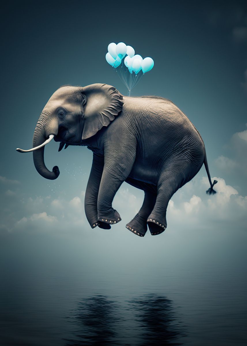 'Elephant Flying Animal' Poster by Rida Santos | Displate