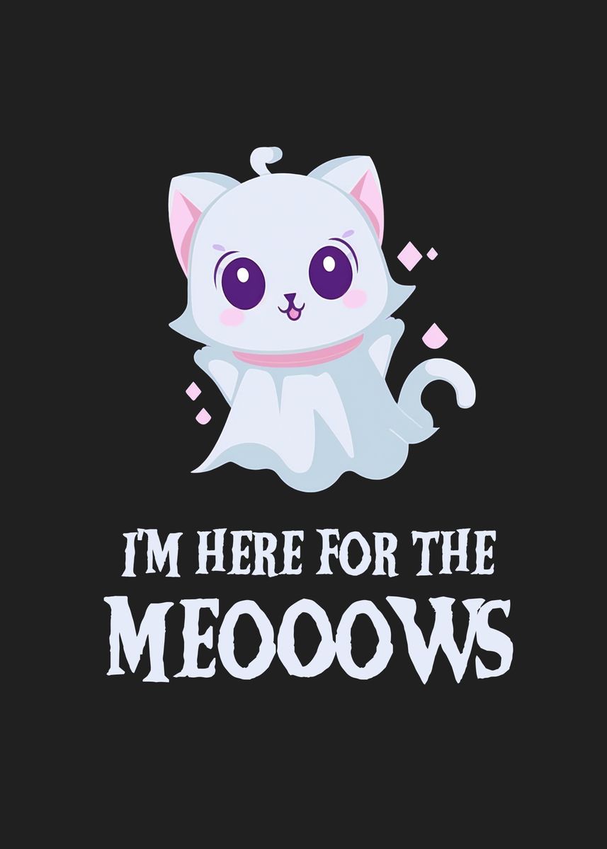 'Cute Ghost Kitty Halloween' Poster, picture, metal print, paint by ...