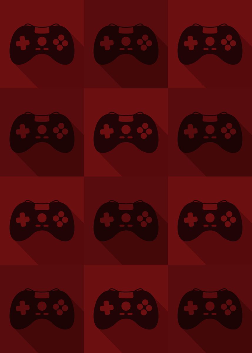 'Gamer Controllers Red' Poster, picture, metal print, paint by ...