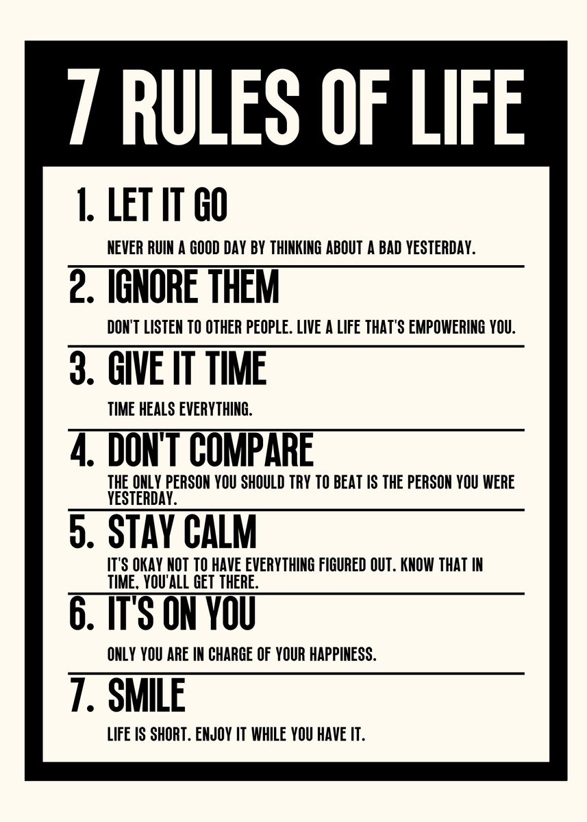 '7 Rules of Life' Poster by Yess | Displate