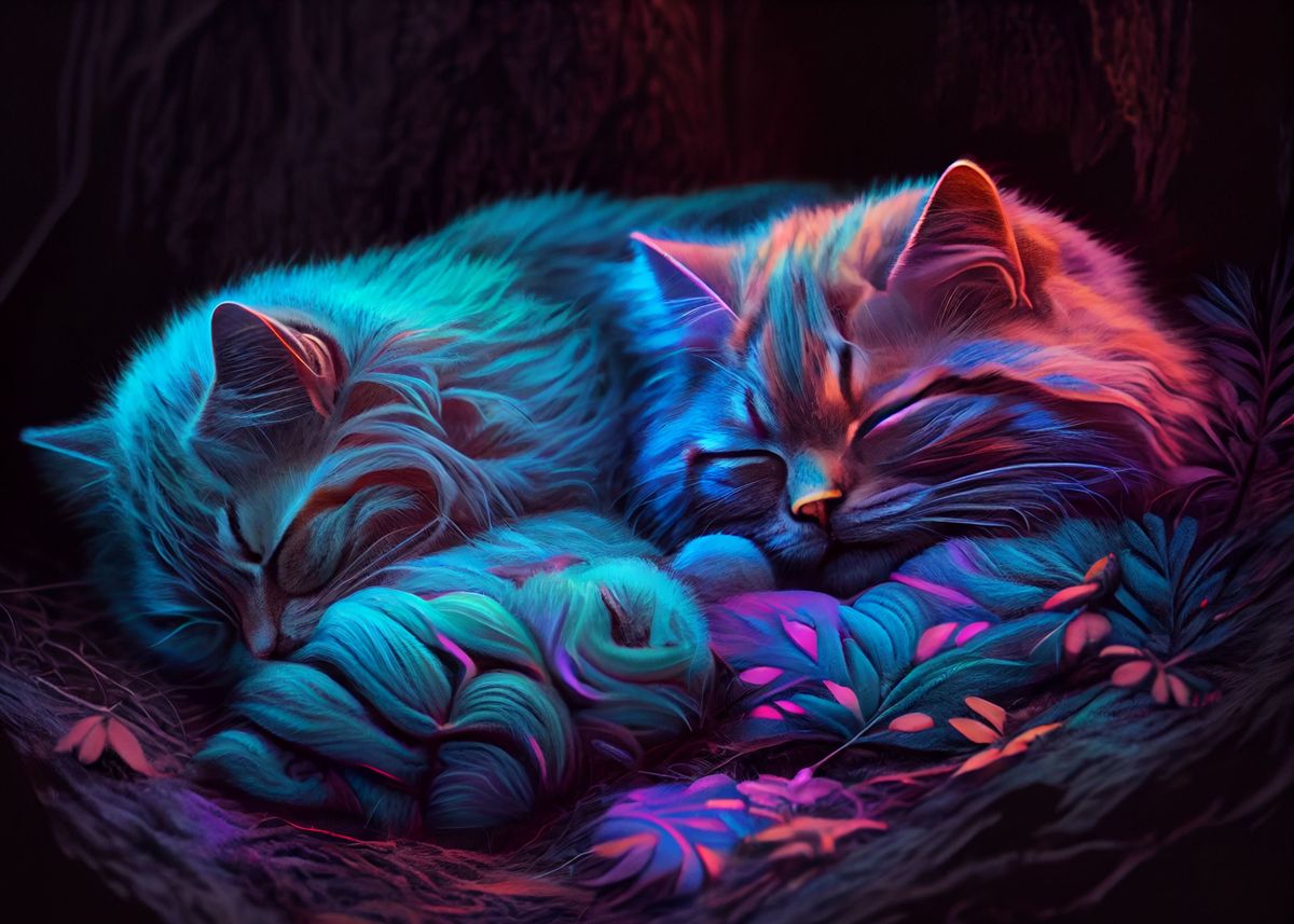 'Colorful cats' Poster by Below Horizon | Displate