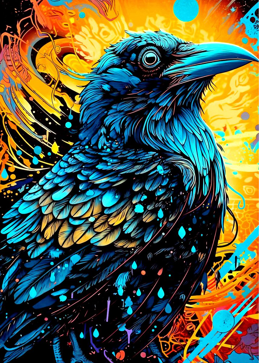 'Raven' Poster, picture, metal print, paint by Tiker Arts | Displate