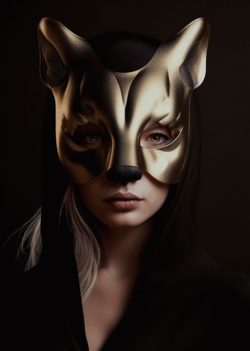 'Golden cat woman' Poster, picture, metal print, paint by Zena Zero ...