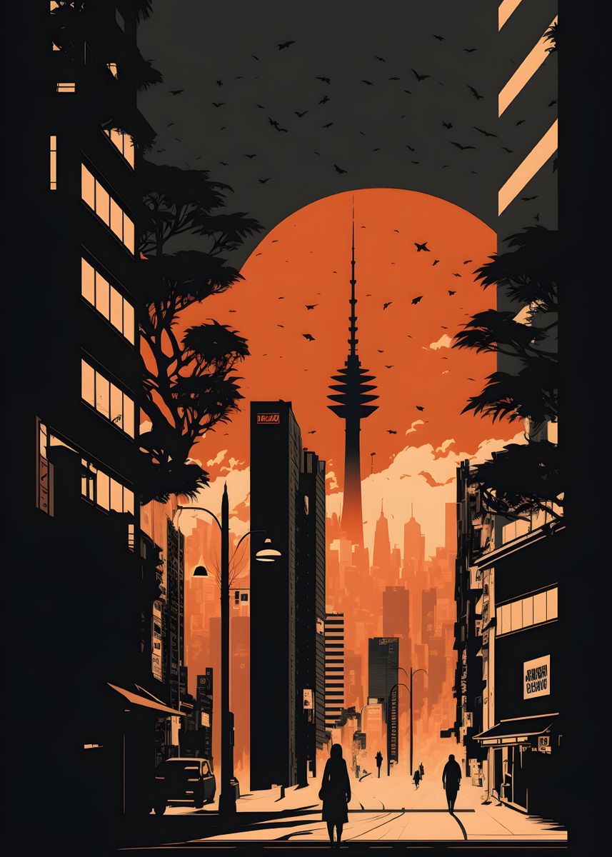 'Futuristic Asian City' Poster, picture, metal print, paint by Maël ...