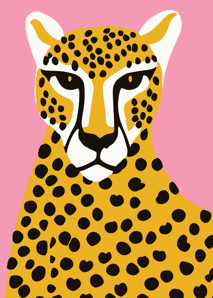 'Minimal Cheetah Portrait' Poster, picture, metal print, paint by ...