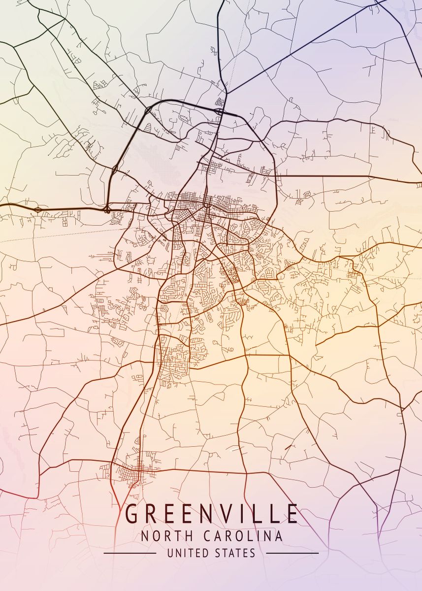 'Greenville USA City Map' Poster, picture, metal print, paint by Gigi ...