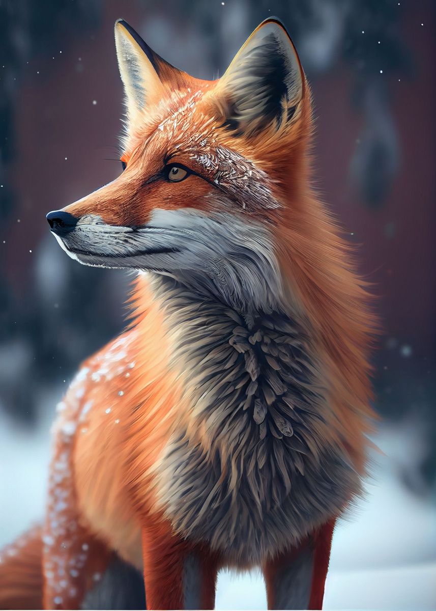 'cute fox' Poster, picture, metal print, paint by FotoRichter | Displate