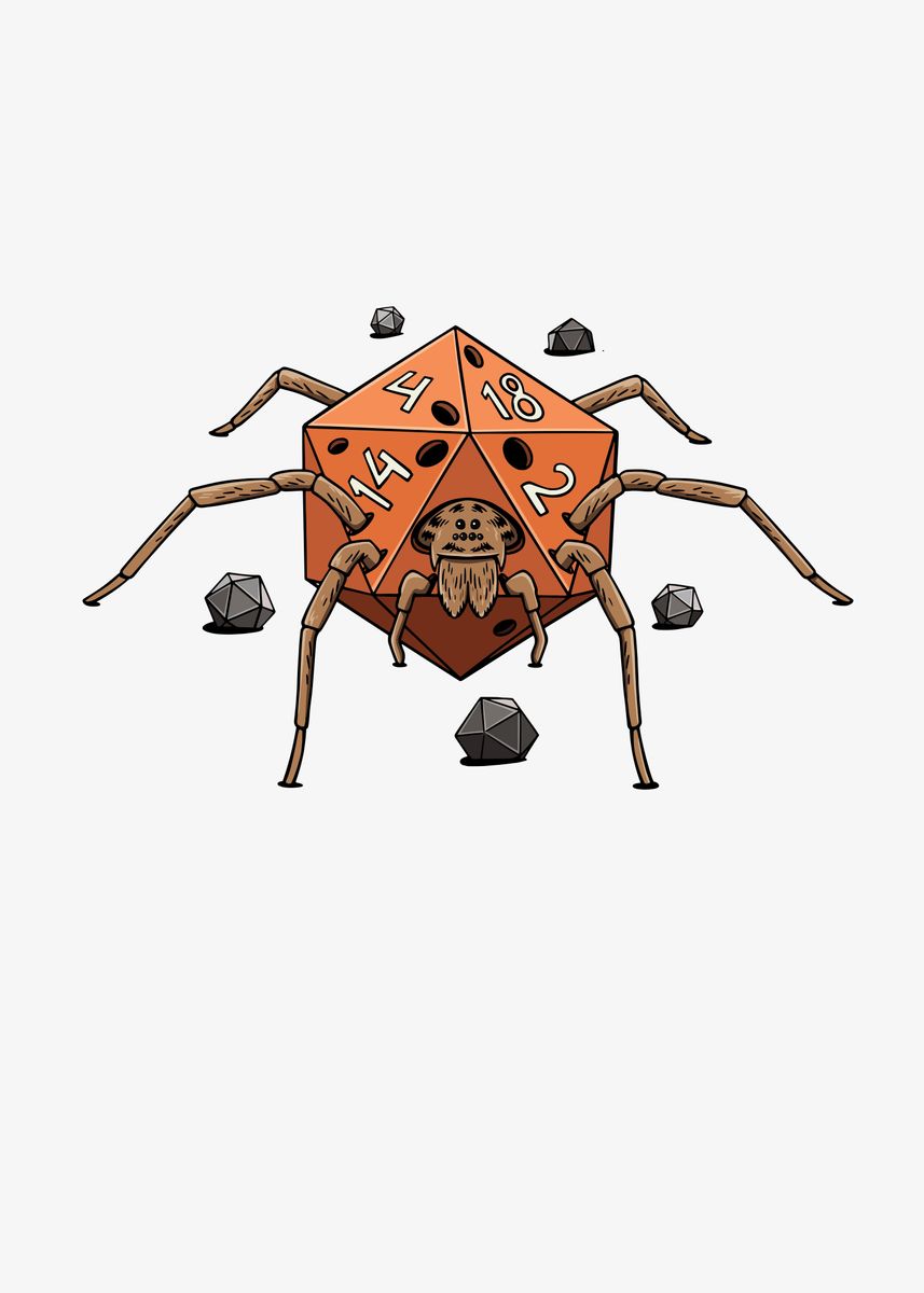 'RPG Spider D20 Dice Design' Poster, picture, metal print, paint by ...