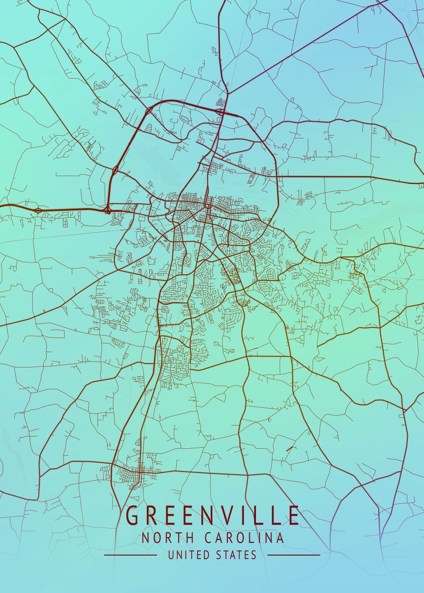 'Greenville USA City Map' Poster, picture, metal print, paint by Gigi ...