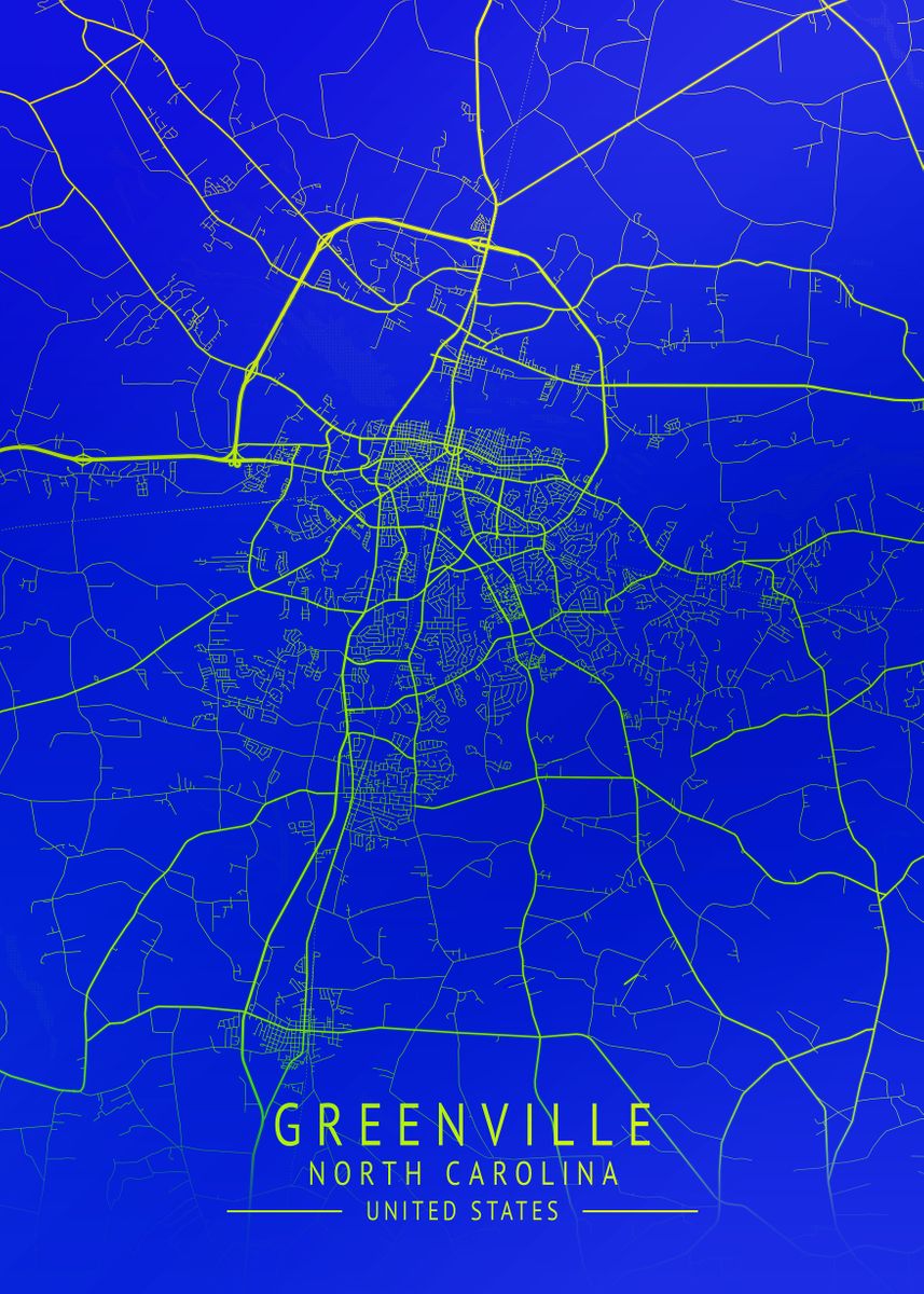 'Greenville USA City Map' Poster, picture, metal print, paint by Gigi ...