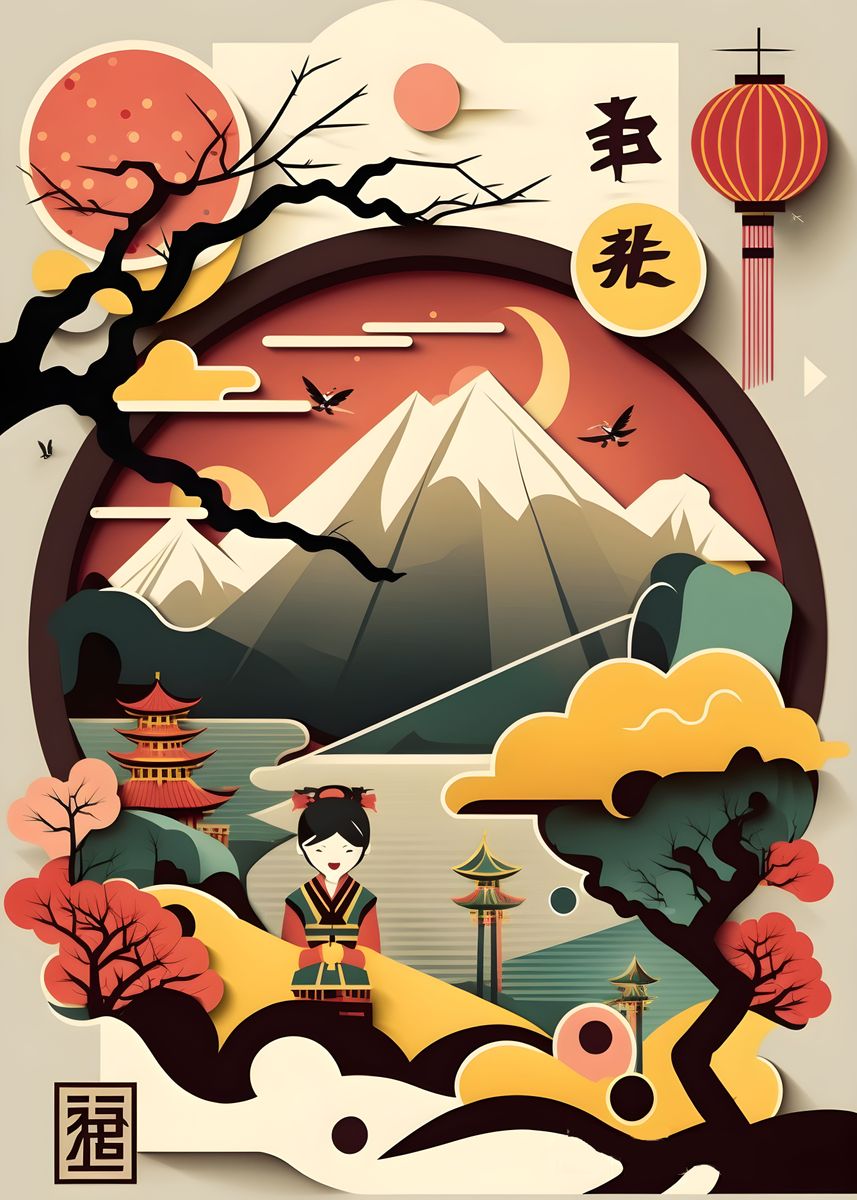 'Asiatic' Poster, picture, metal print, paint by Marcelo Vieira | Displate