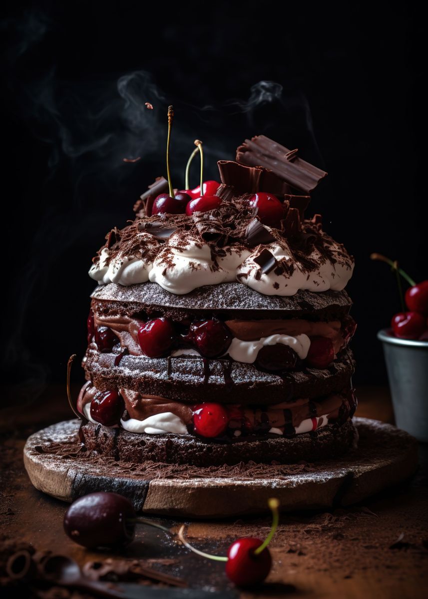 'Black Forest Delight Cake' Poster, picture, metal print, paint by ...