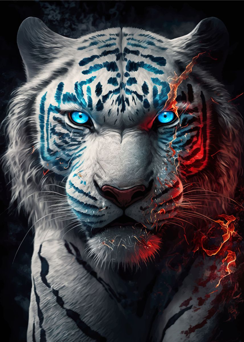 'Danger White Tiger' Poster by PrintYourDigitals | Displate