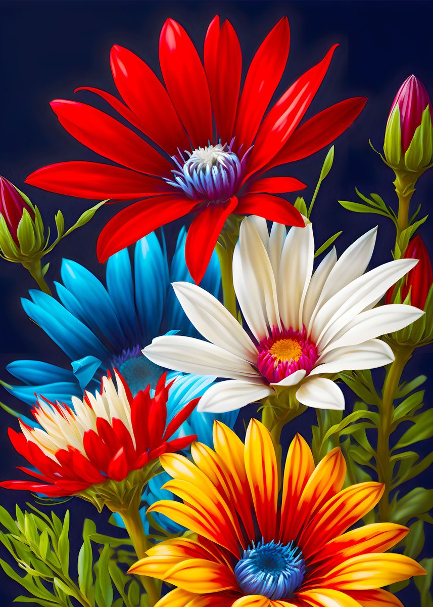 'Colorful flowers Painting' Poster, picture, metal print, paint by ...