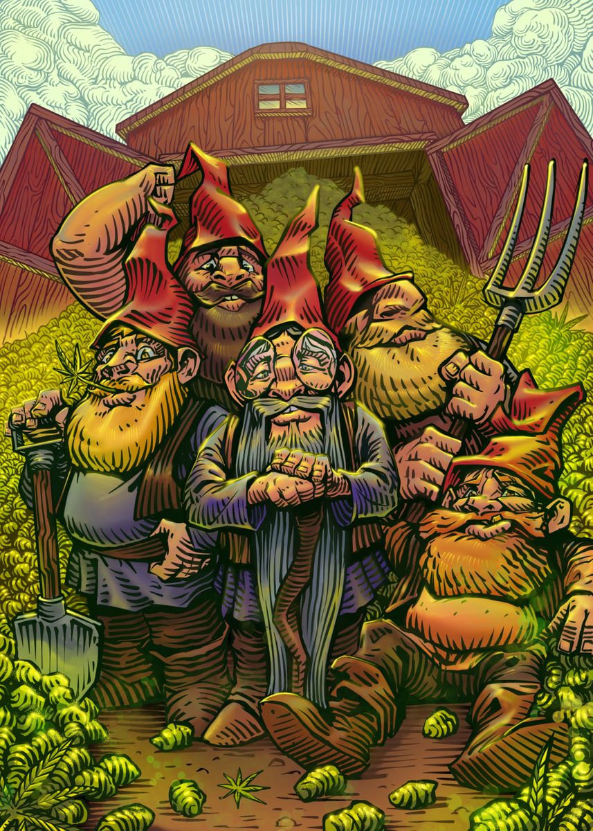 'Gnome Farm' Poster, picture, metal print, paint by TerpeneTom | Displate