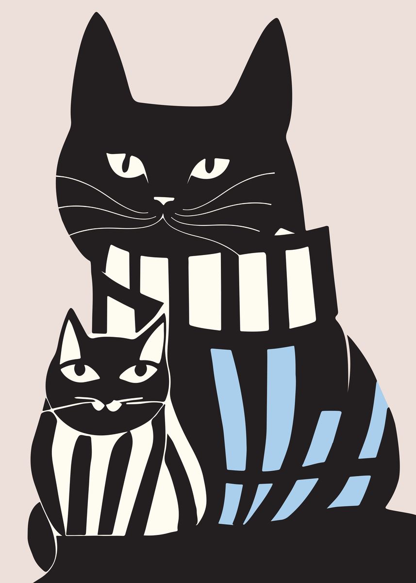 'Cats Family' Poster, picture, metal print, paint by BluePinkPanther ...