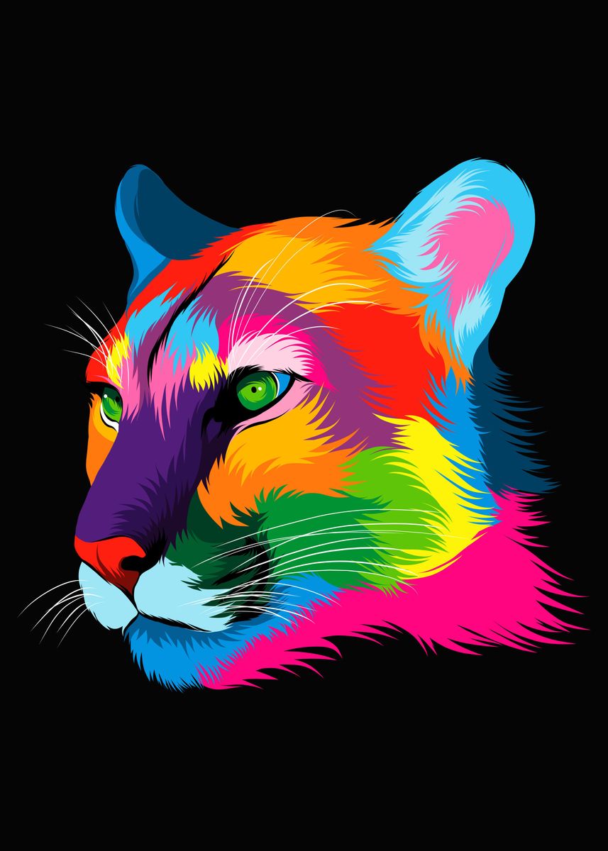 'Abstract puma cougar' Poster, picture, metal print, paint by Le Duc ...