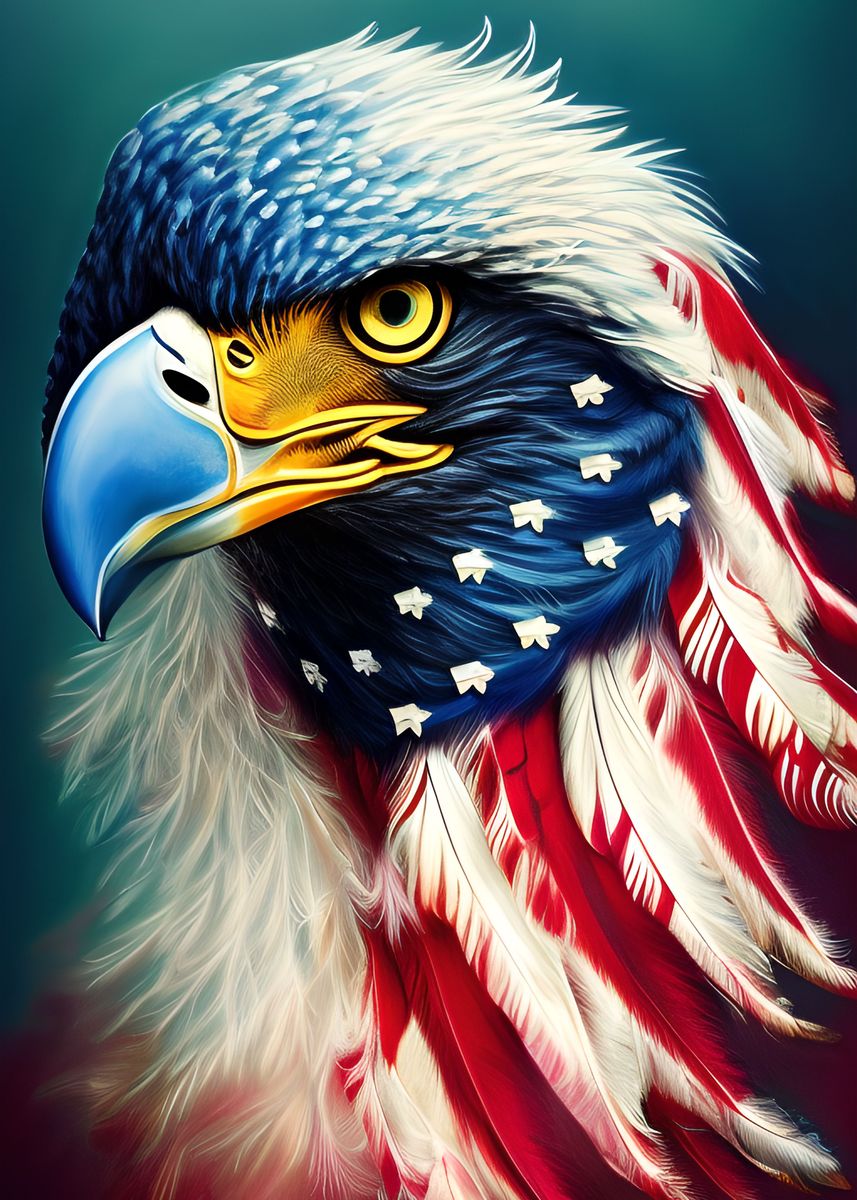 'USA Flag Eagle Bird' Poster, picture, metal print, paint by Max Ronn ...