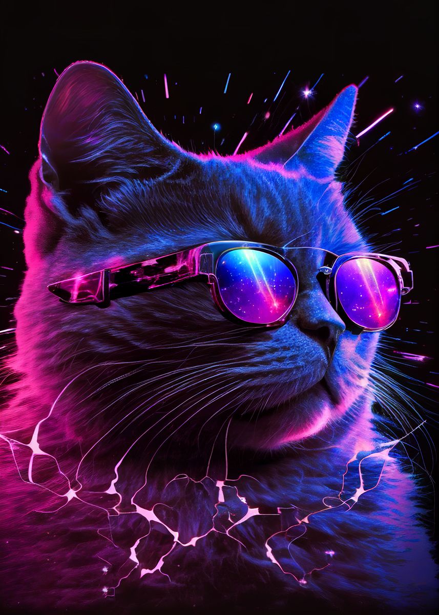 'Gaming Cat ' Poster, picture, metal print, paint by MaluBobo | Displate