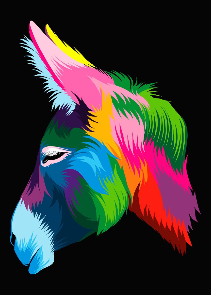 'Abstract donkey head' Poster, picture, metal print, paint by Le Duc ...