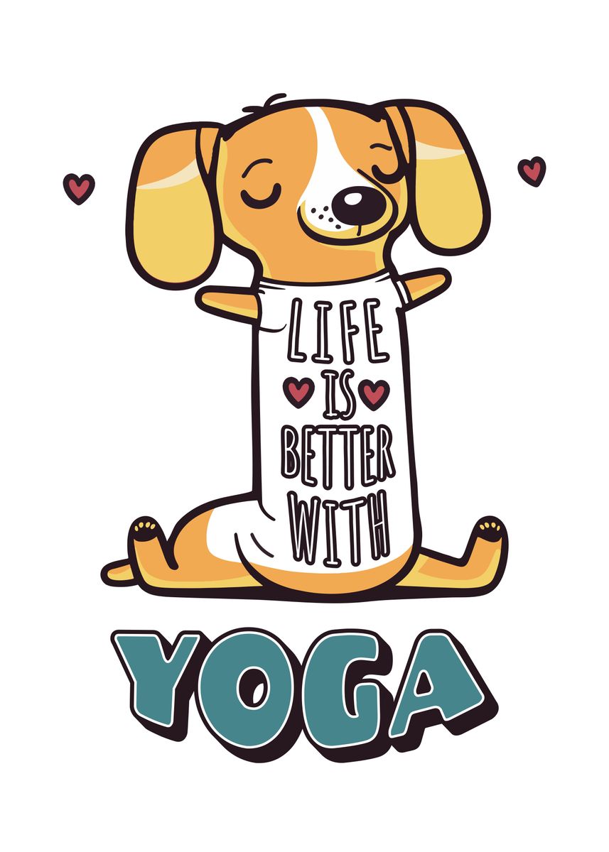 'Dachshund Dog Yoga Split' Poster, picture, metal print, paint by ...
