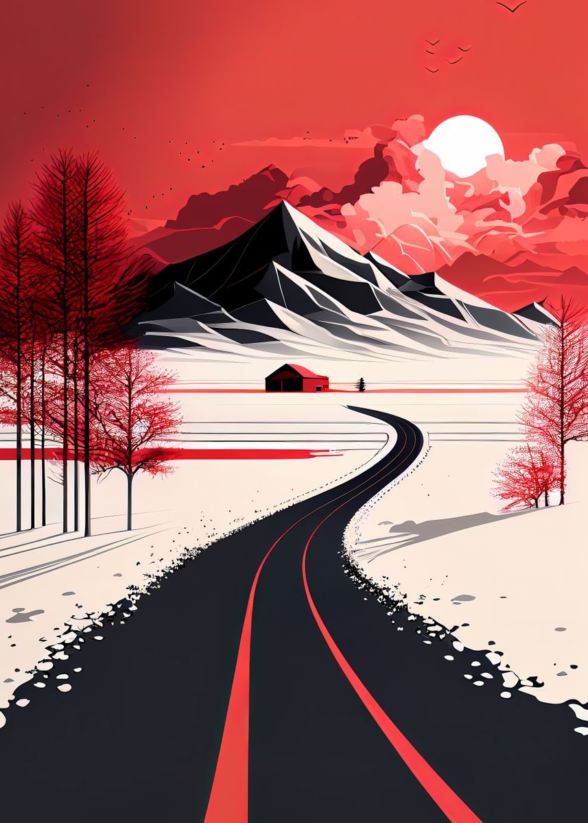 'Red Japan ' Poster, picture, metal print, paint by ART JOY STUDIO ...