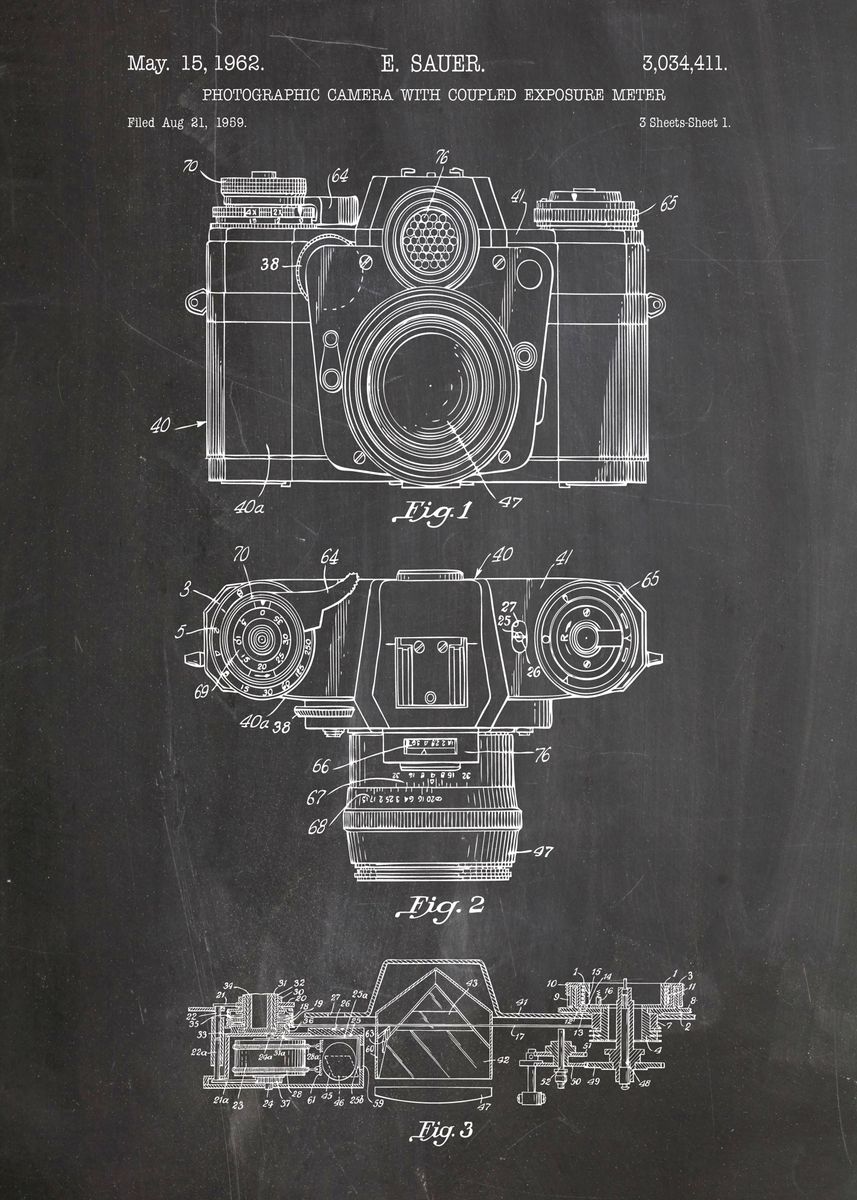 'modern camera patent' Poster, picture, metal print, paint by ...