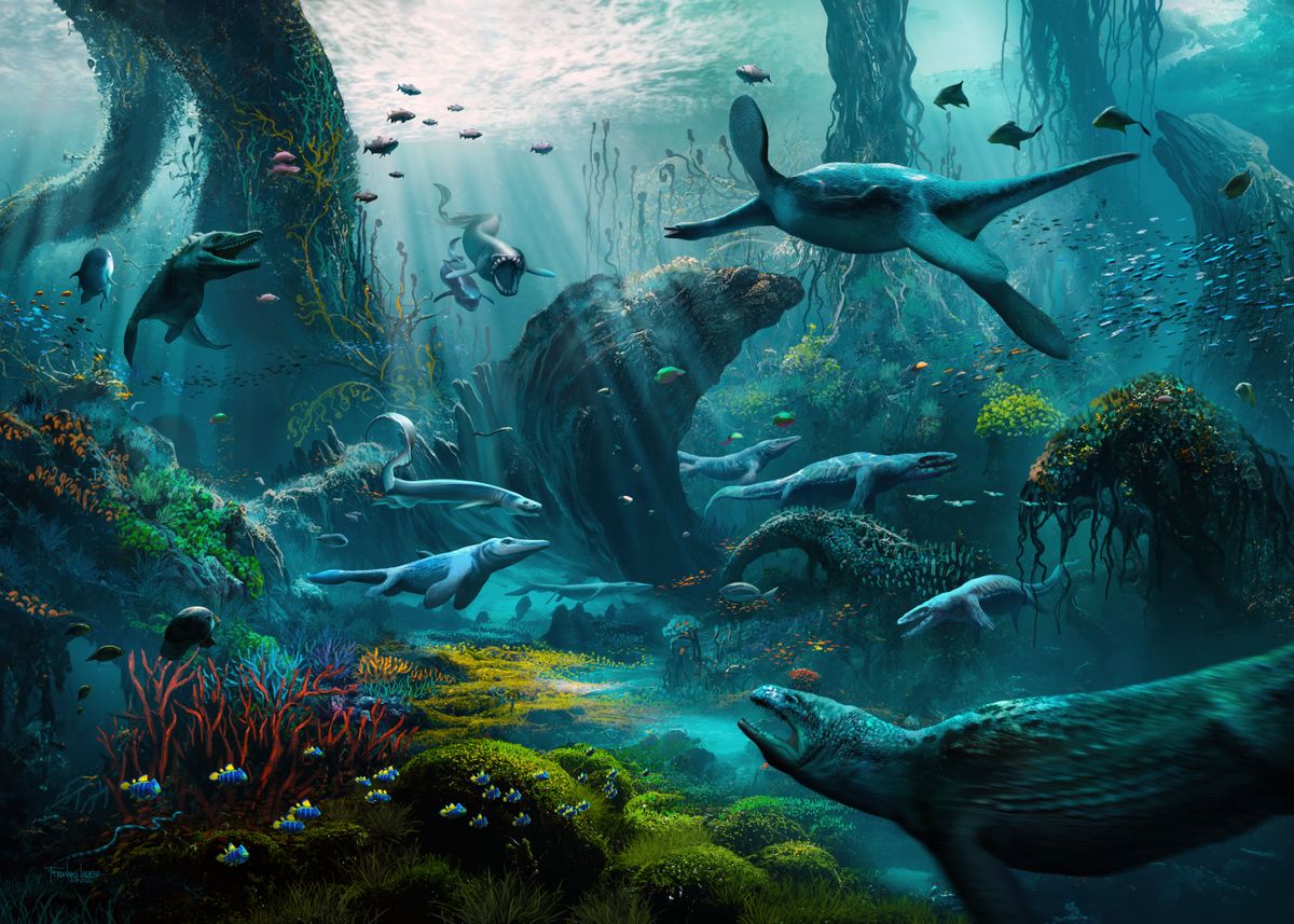 'Exploring the Mesozoic Sea' Poster by Ferdinand Ladera | Displate
