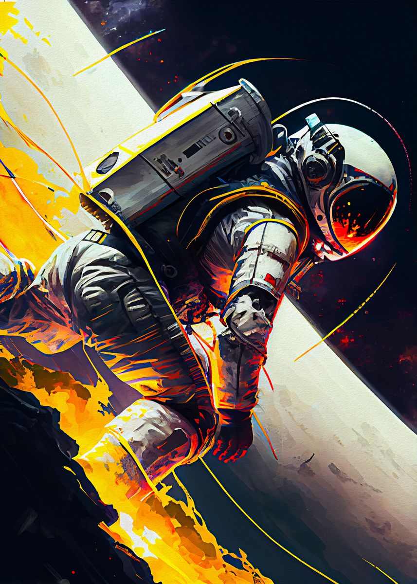 'Astronaut Surfing Space' Poster, picture, metal print, paint by David ...